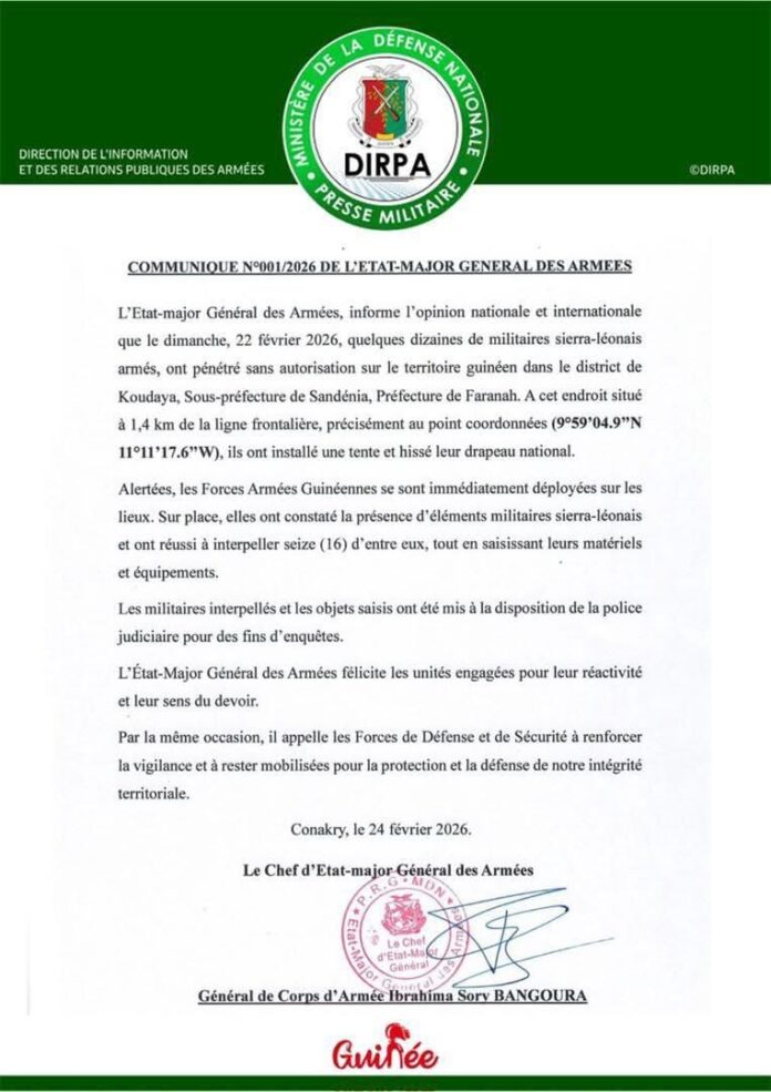 Tensions à la frontière entre la Guinée et la Sierra Leone - C24news.info